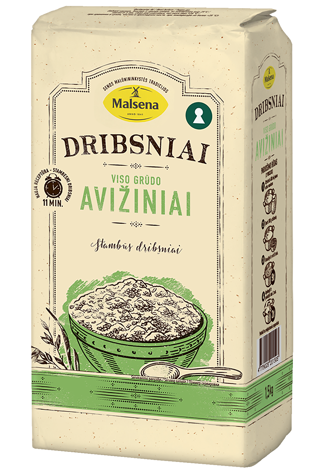Viso grūdo avižiniai dribsniai 1,5kg | Malsena
